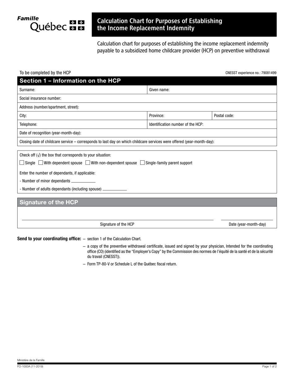 Form FO-1000A - Fill Out, Sign Online and Download Fillable PDF, Quebec ...