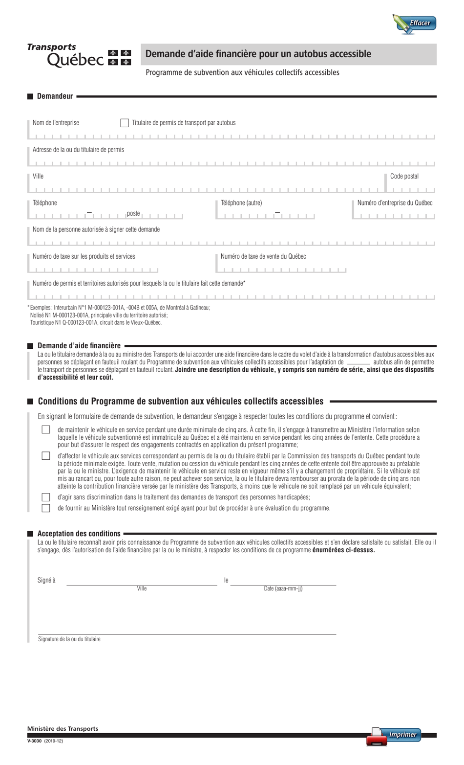 Forme V-3030 - Fill Out, Sign Online and Download Fillable PDF, Quebec ...