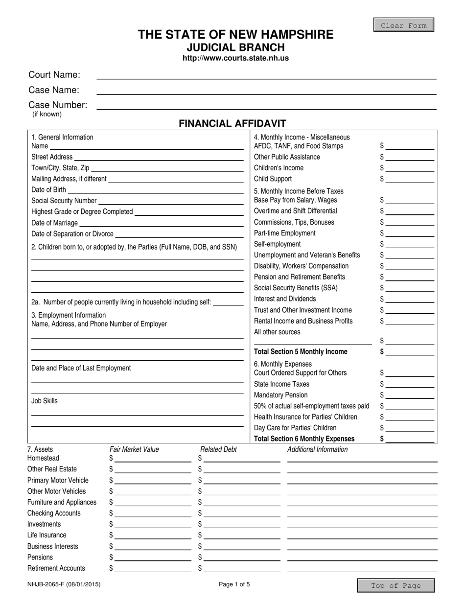 Form NHJB-2065-F - Fill Out, Sign Online and Download Fillable PDF, New ...