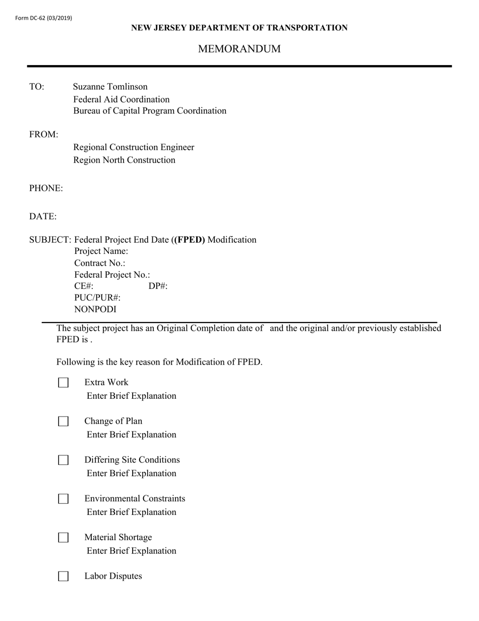 Form DC-62 - Fill Out, Sign Online and Download Fillable PDF, New ...
