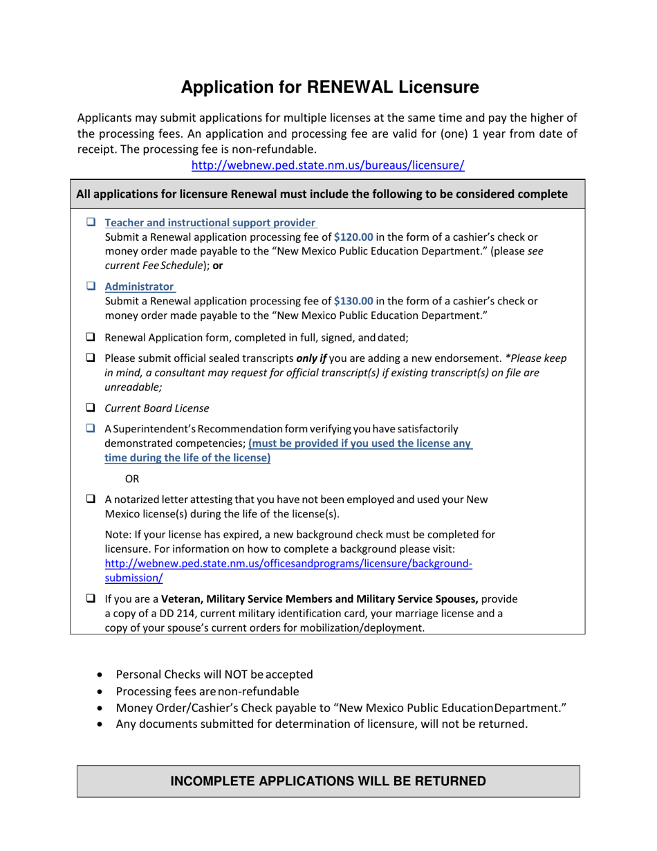 New Mexico Application for New Mexico Continuing Licensure - Fill Out ...