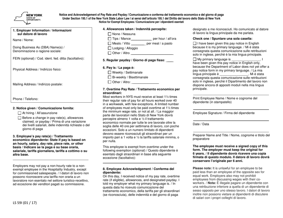 Form LS59I - Fill Out, Sign Online and Download Printable PDF, New York ...