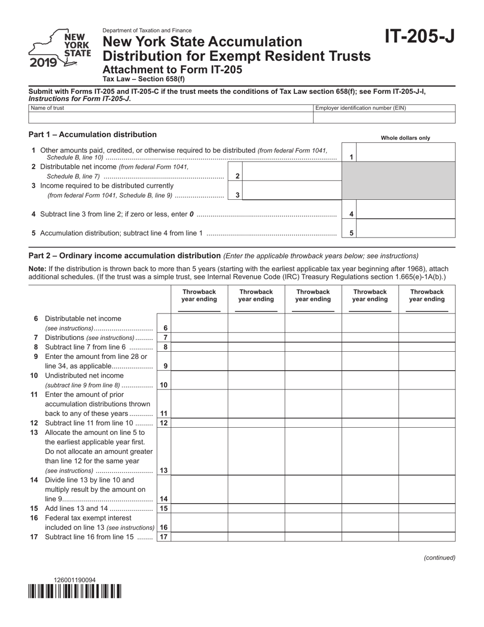 Form IT-205-J - 2019 - Fill Out, Sign Online and Download Fillable PDF ...