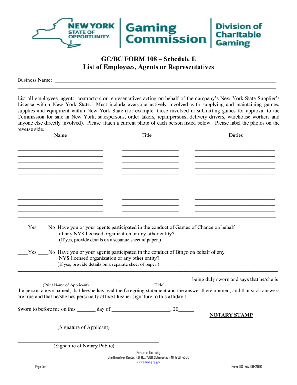 Form 108 Schedule E - Fill Out, Sign Online and Download Printable PDF ...