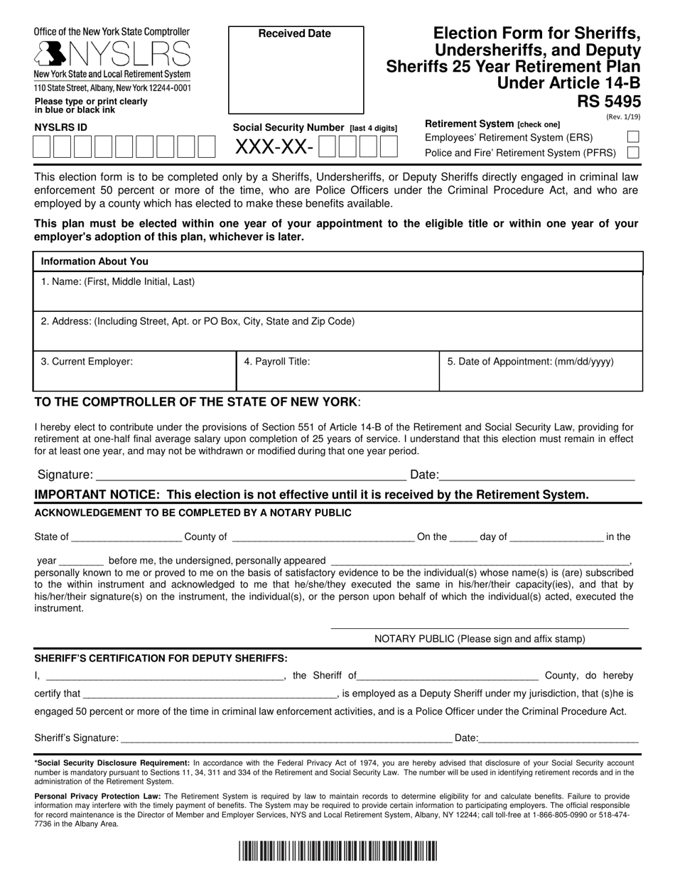Form RS5495 - Fill Out, Sign Online and Download Fillable PDF, New York ...