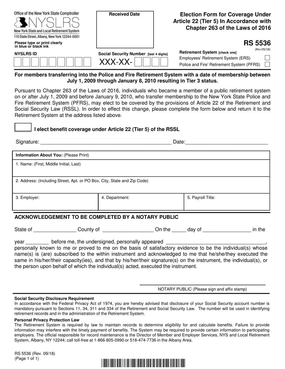 Form RS5536 - Fill Out, Sign Online and Download Fillable PDF, New York ...