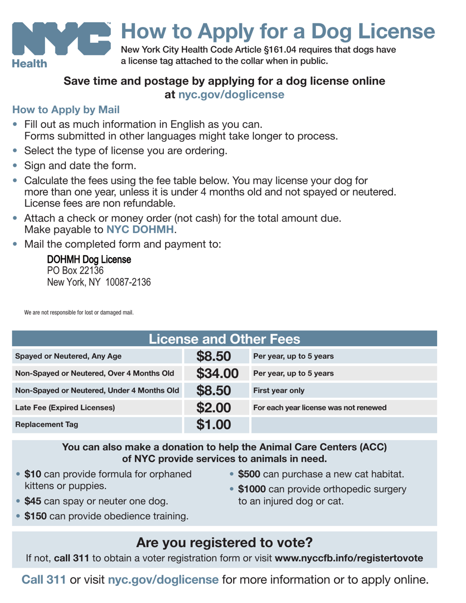 New York City Dog License Application - Fill Out, Sign Online and ...