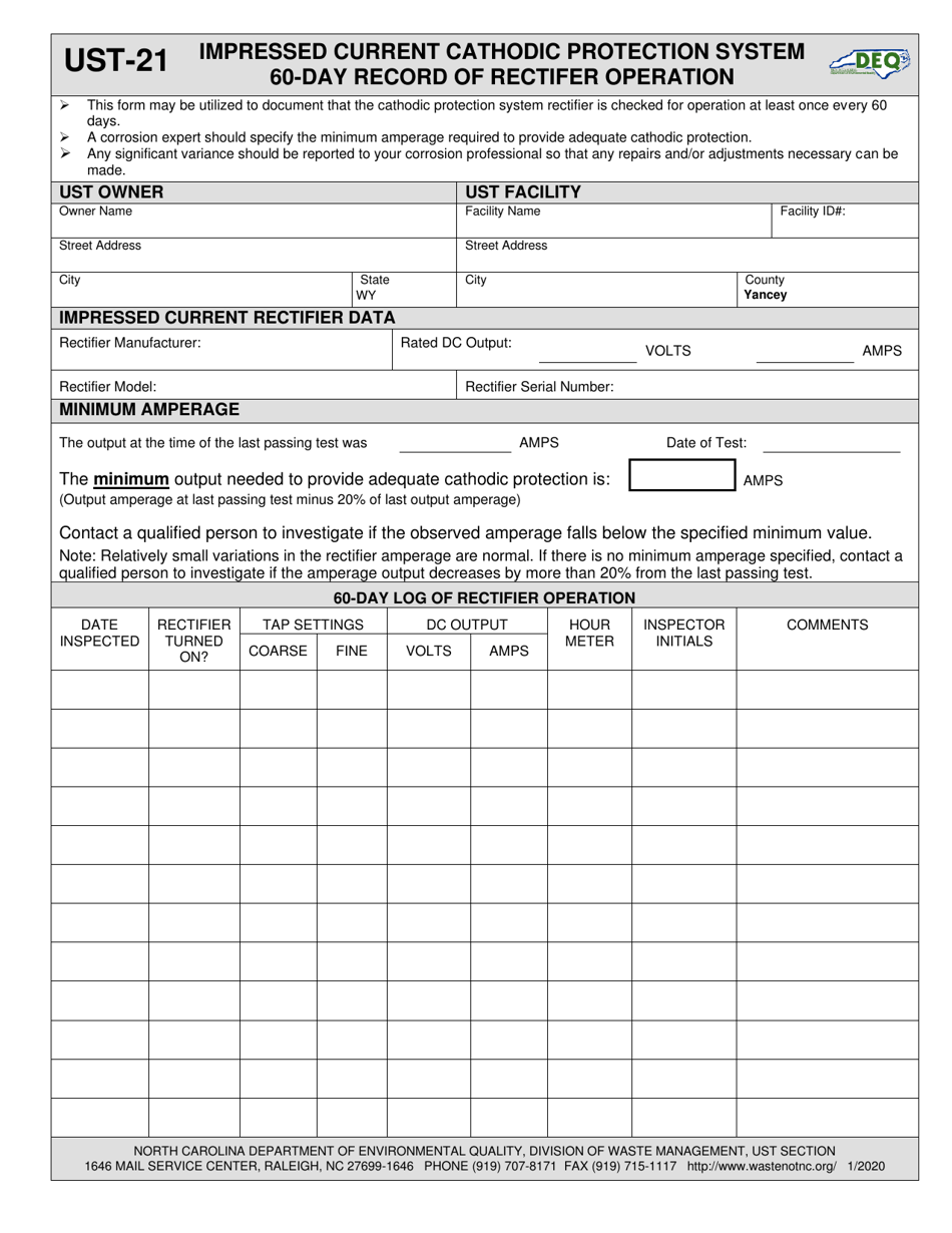Form UST-21 Download Fillable PDF or Fill Online Impressed Current ...