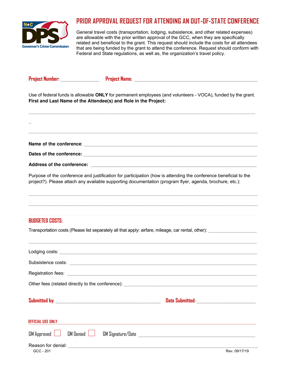 Form GCC-201 - Fill Out, Sign Online and Download Fillable PDF, North ...