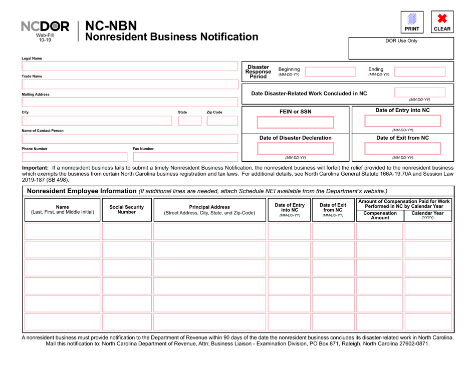 Form NC-NBN - Fill Out, Sign Online and Download Fillable PDF, North ...