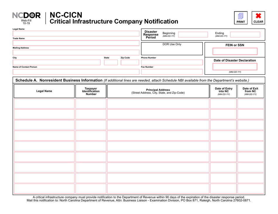 Form NC-CICN - Fill Out, Sign Online and Download Fillable PDF, North ...