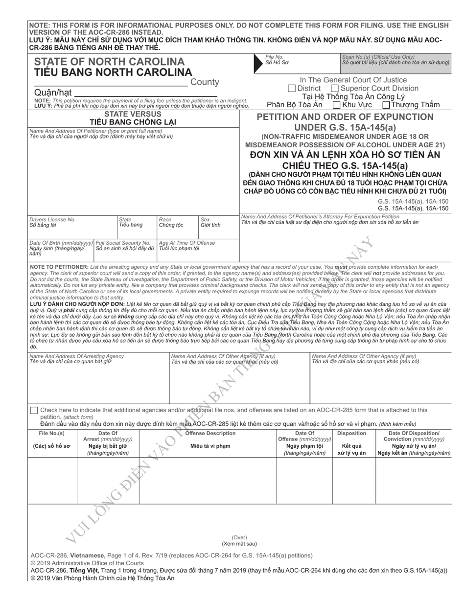 Form AOC-CR-286 Download Printable PDF or Fill Online Petition and ...