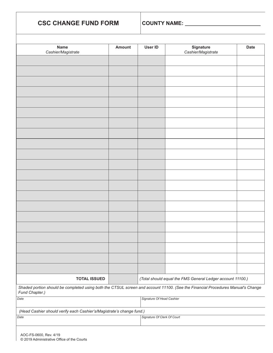 Form AOC-FS-0600 - Fill Out, Sign Online and Download Fillable PDF ...