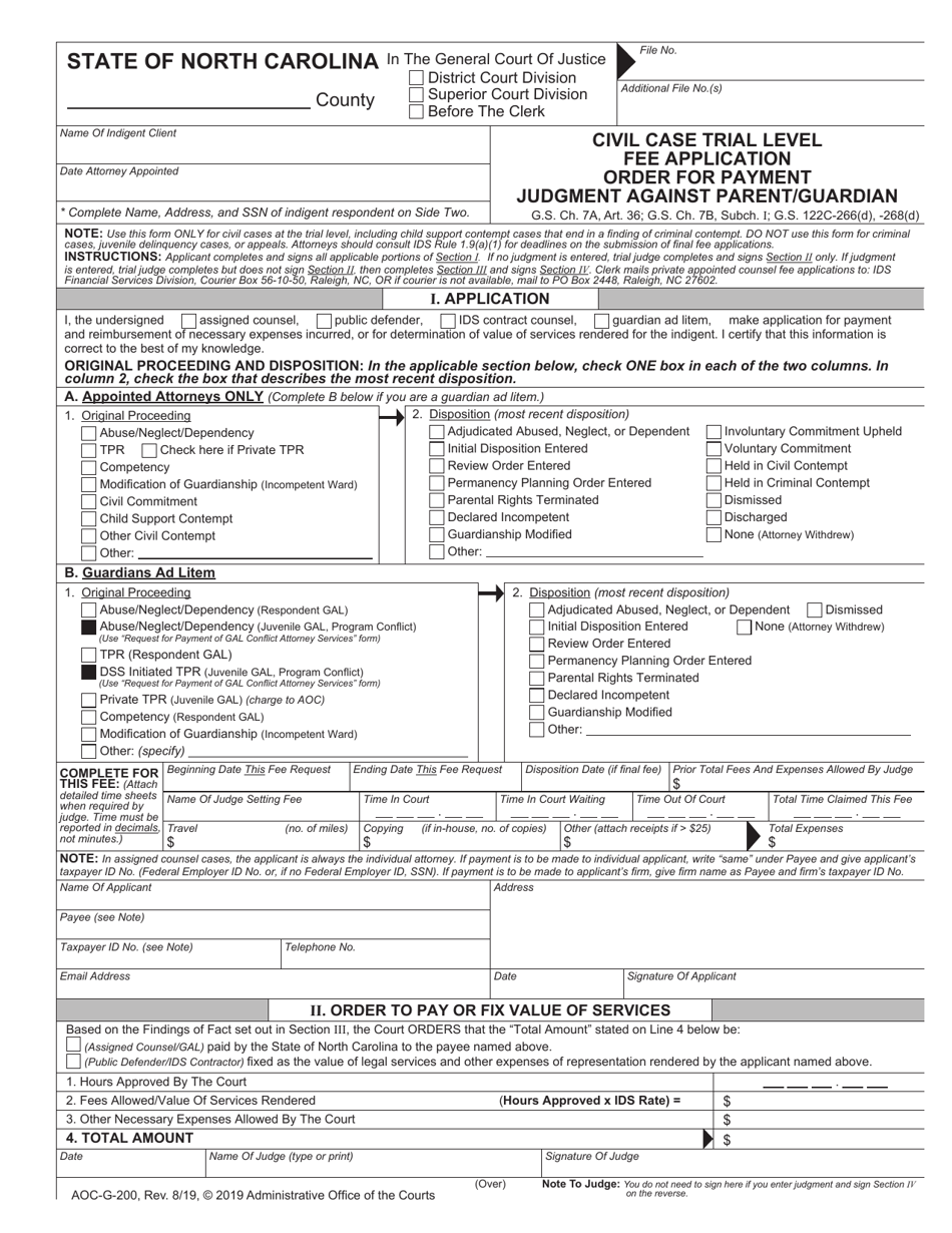 Form AOC-G-200 - Fill Out, Sign Online and Download Fillable PDF, North ...