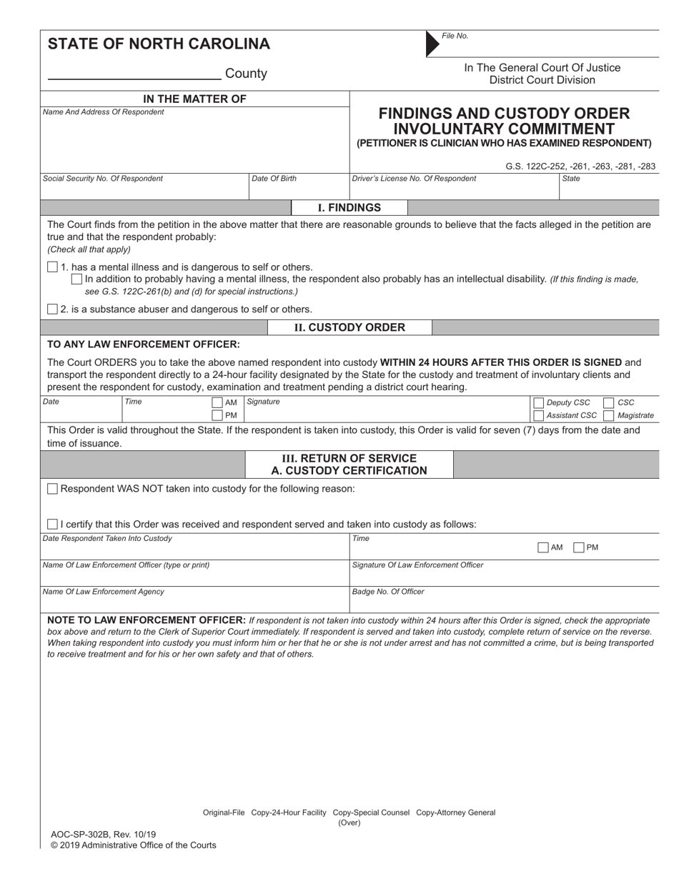 Form AOC-SP-302B - Fill Out, Sign Online and Download Fillable PDF ...