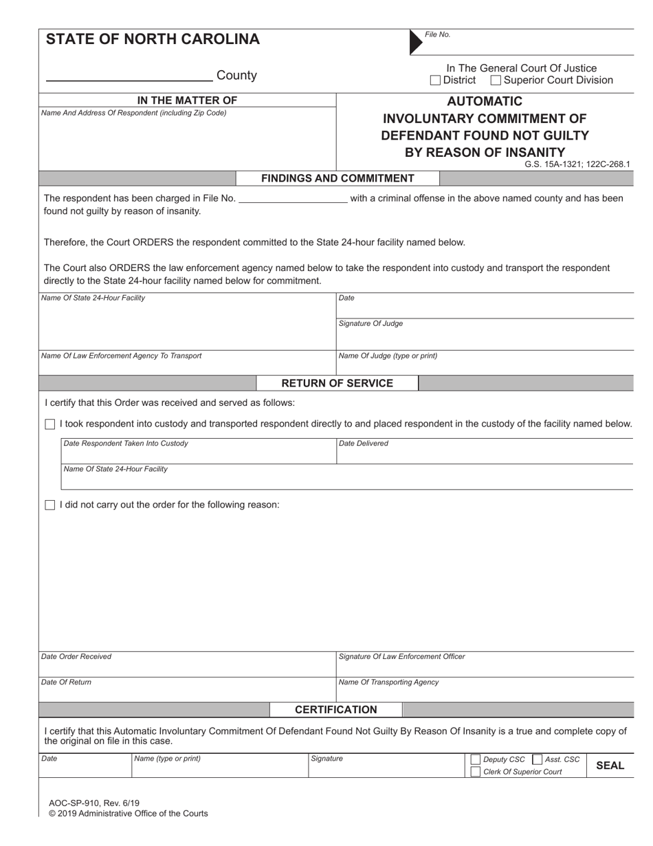 Form AOC-SP-910 - Fill Out, Sign Online and Download Fillable PDF ...