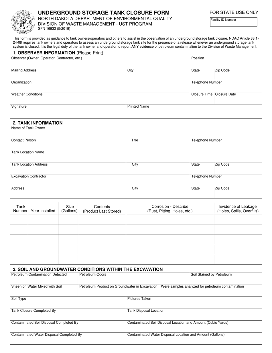Form SFN16932 - Fill Out, Sign Online and Download Printable PDF, North ...