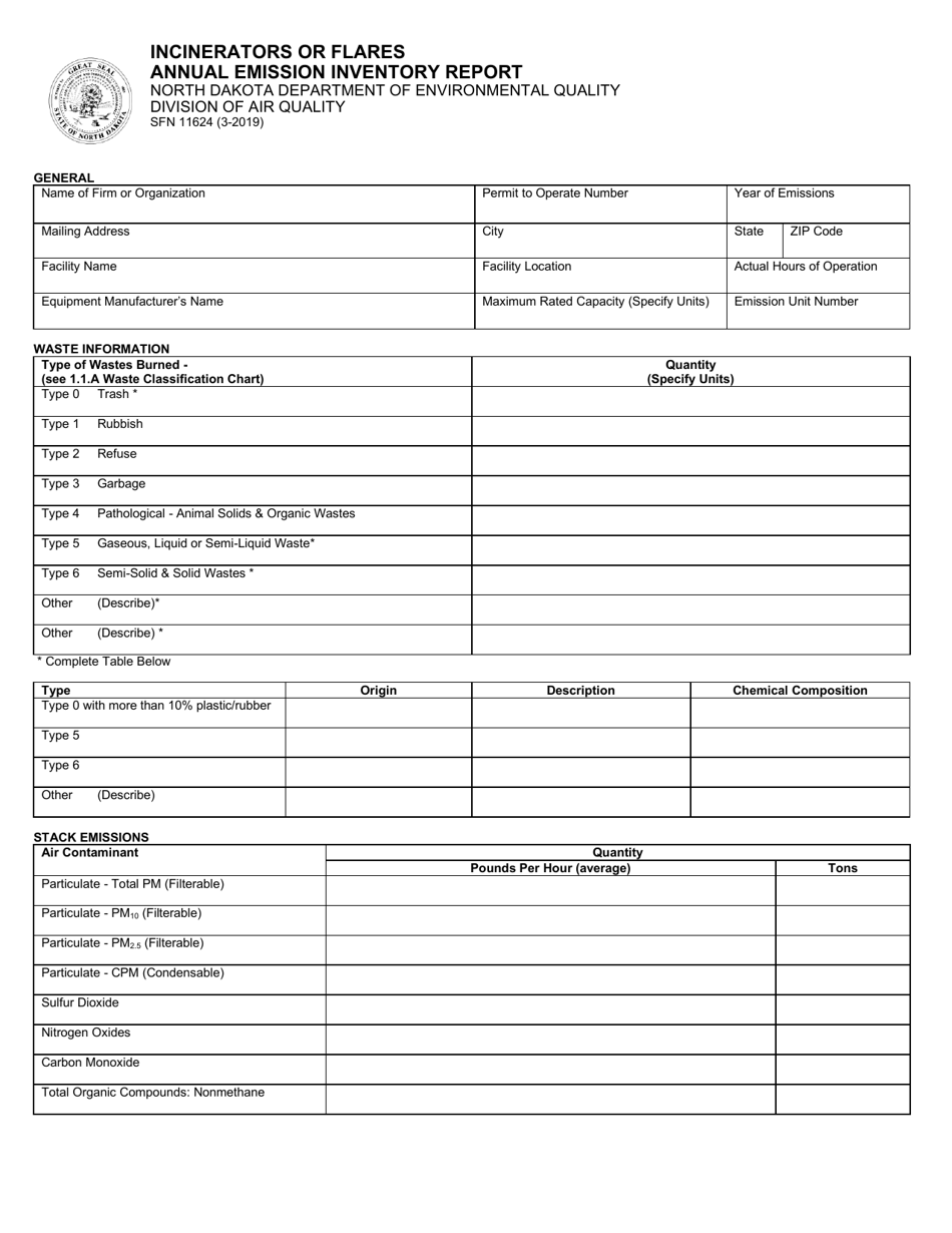 Form SFN11624 Download Fillable PDF or Fill Online Incinerators or ...