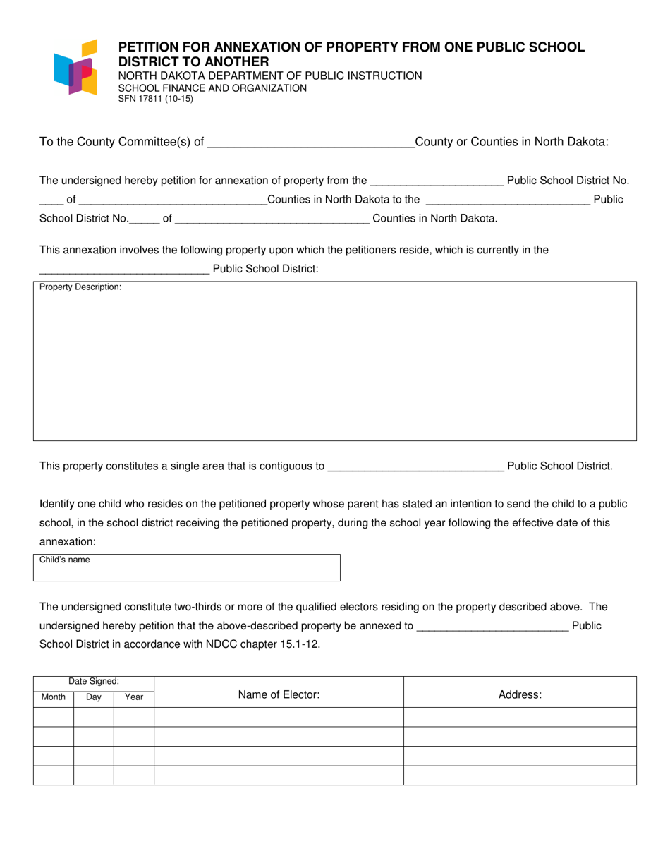 Form SFN17811 - Fill Out, Sign Online and Download Fillable PDF, North ...