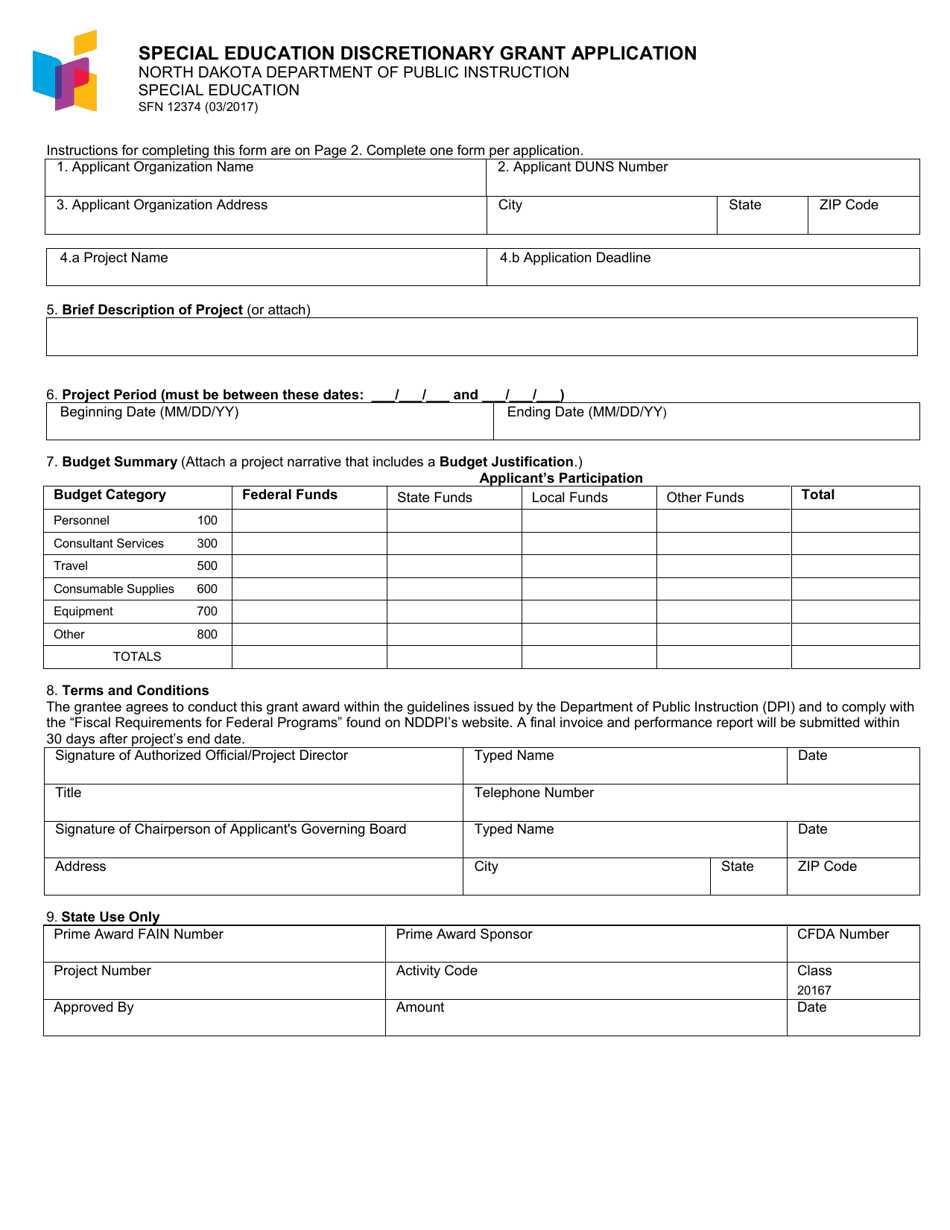 Form SFN12374 - Fill Out, Sign Online and Download Fillable PDF, North ...