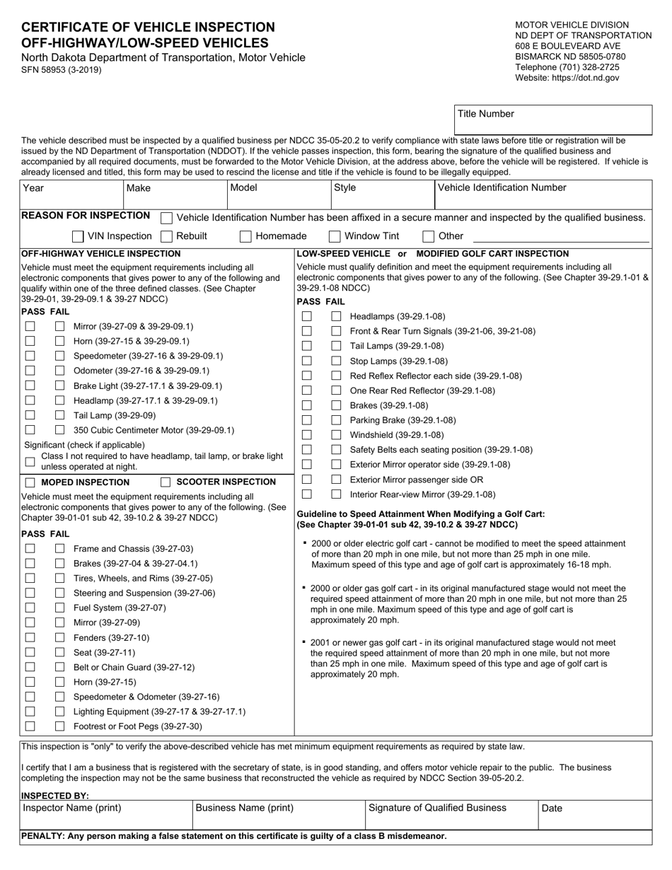 Texas Motor Vehicle Inspection Certificate