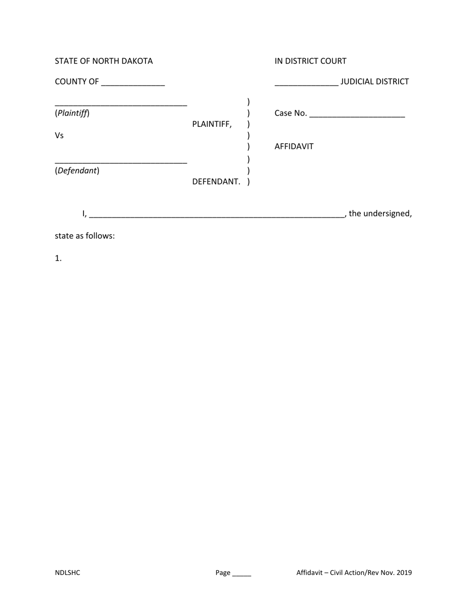 North Dakota Affidavit - Fill Out, Sign Online and Download PDF ...