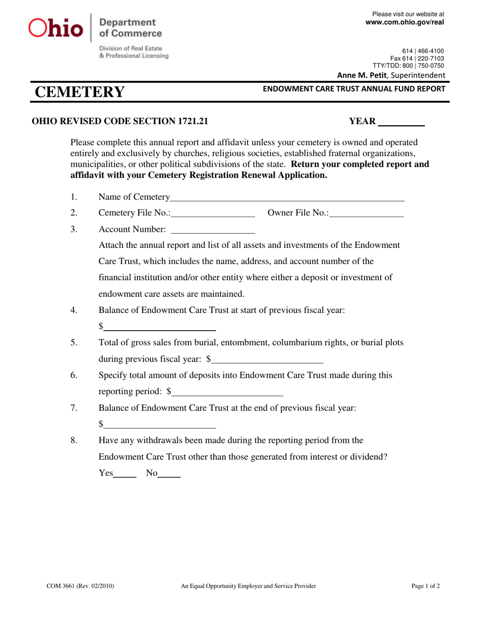 Form COM3661 - Fill Out, Sign Online and Download Fillable PDF, Ohio ...