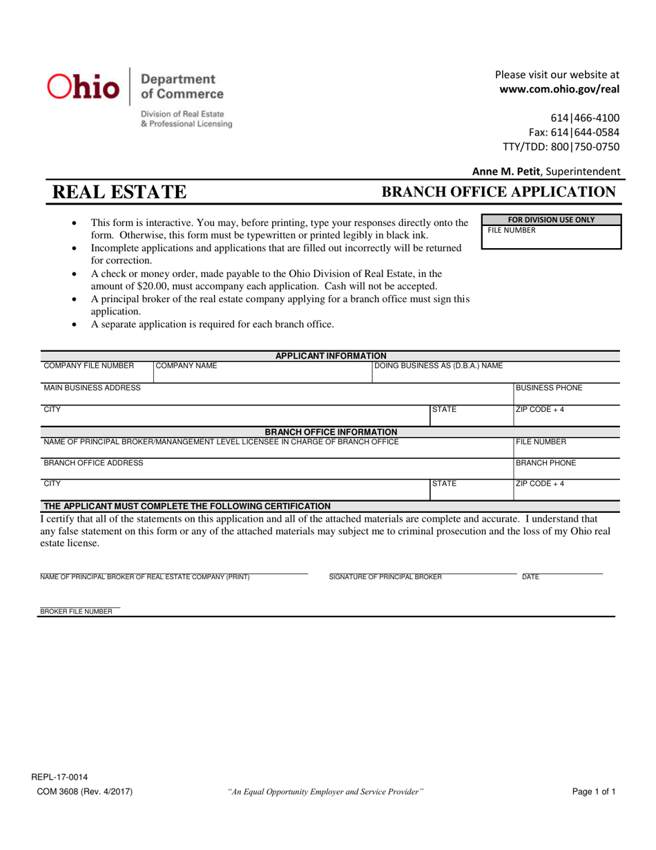 Form COM3608 (REPL-17-0014) - Fill Out, Sign Online and Download ...