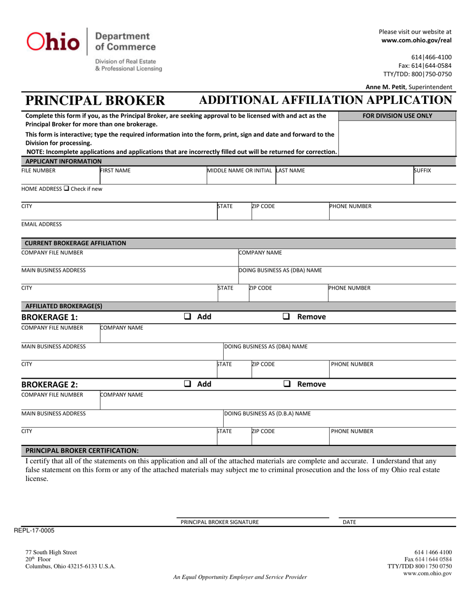 Form Repl 17 0005 Fill Out Sign Online And Download Fillable Pdf Ohio Templateroller