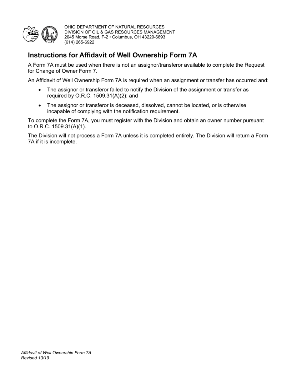 Form 7A - Fill Out, Sign Online and Download Printable PDF, Ohio ...