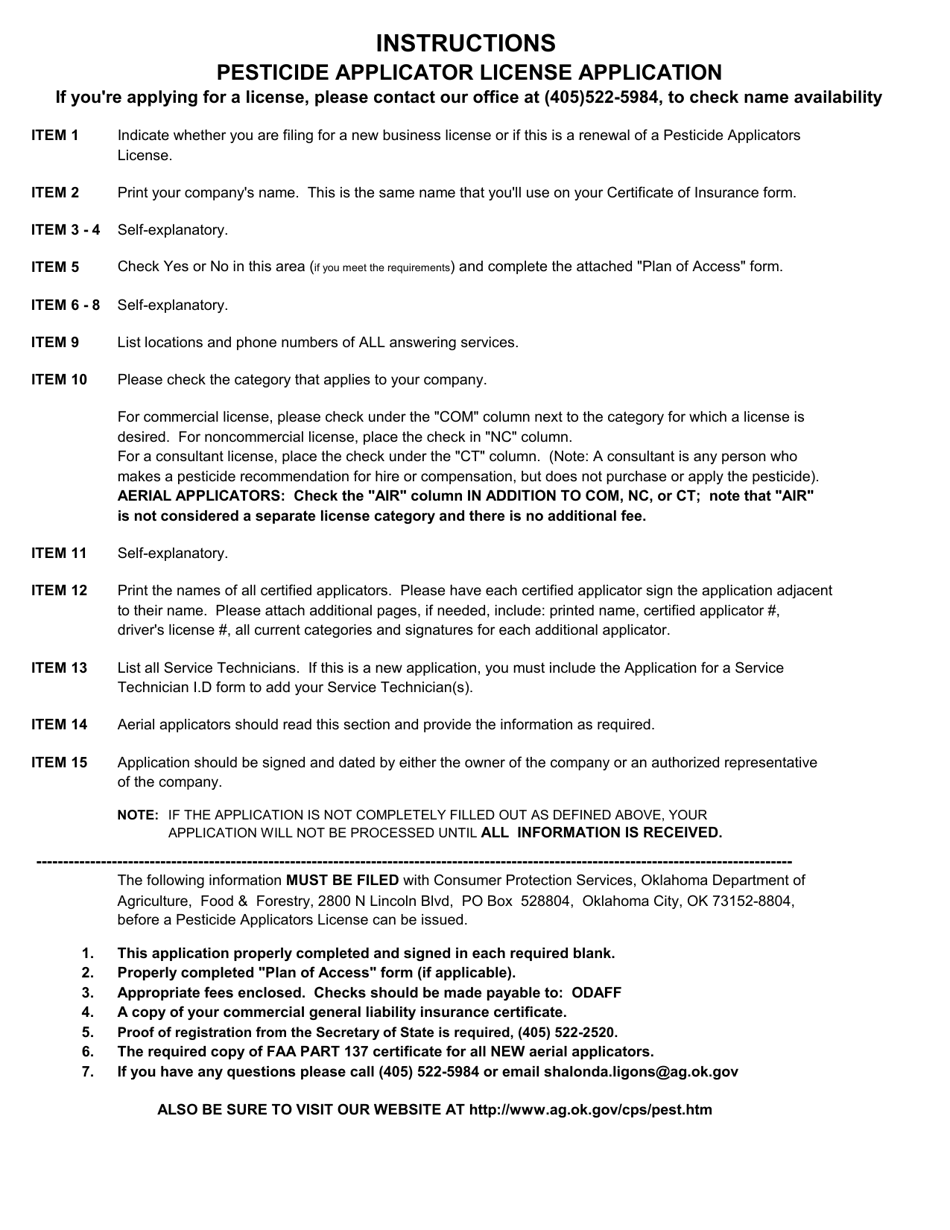 2020 Oklahoma Pesticide Applicator License Application - Fill Out, Sign ...