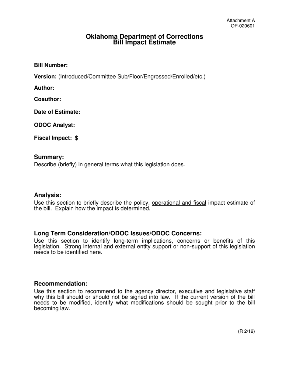 Form OP-020601 Attachment A - Fill Out, Sign Online and Download ...