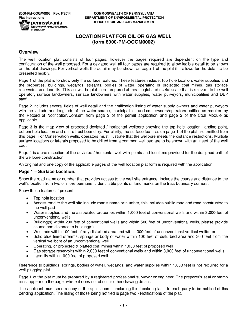 Download Instructions for Form 8000-PM-OOGM0002 Location Plat for Oil ...