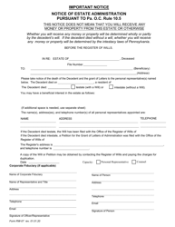 Form RW-07 Download Fillable PDF or Fill Online Notice of Estate ...