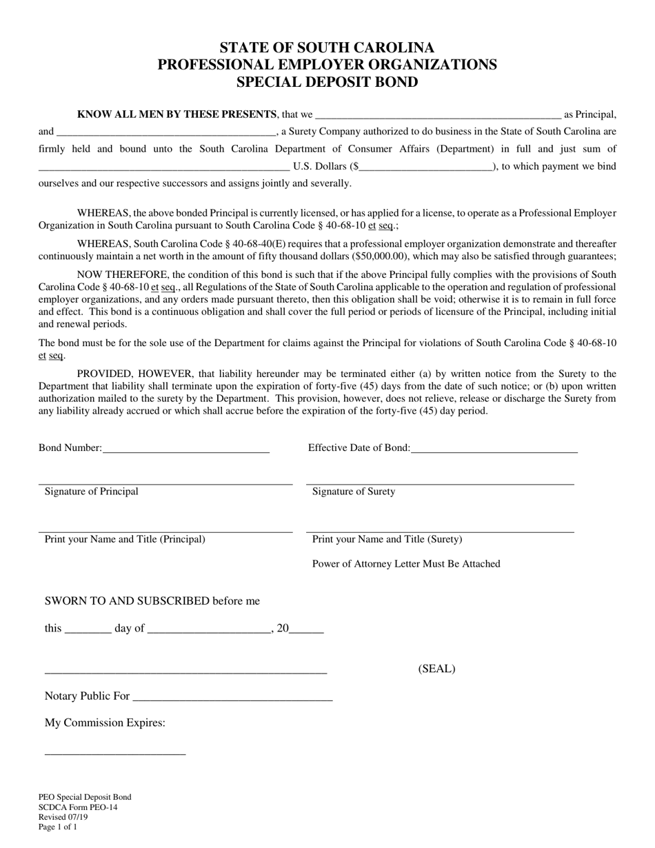 SCDCA Form PEO-14 - Fill Out, Sign Online and Download Fillable PDF ...