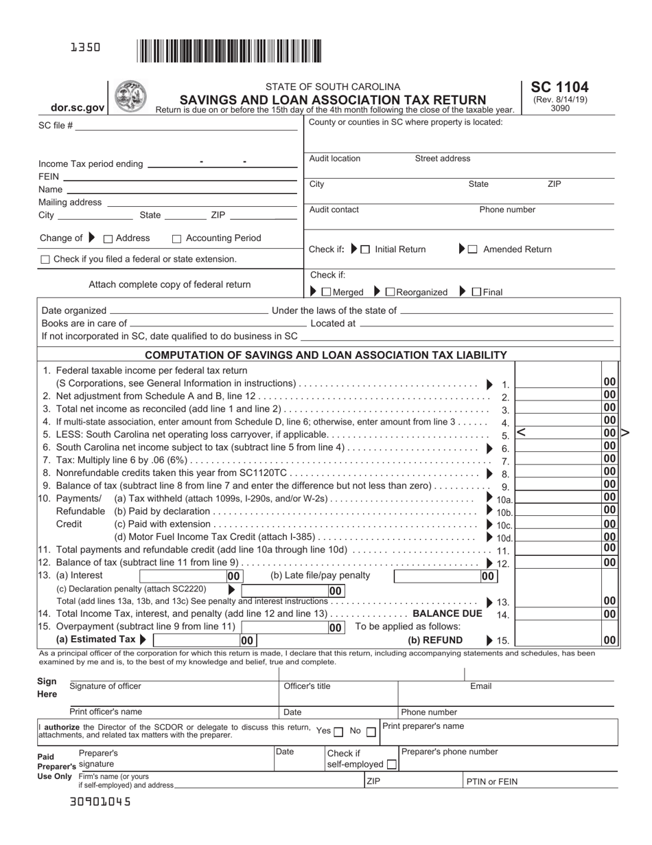 Form SC1104 Download Printable PDF or Fill Online Savings and Loan ...