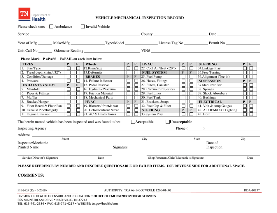 Form PH-2405 - Fill Out, Sign Online and Download Fillable PDF ...
