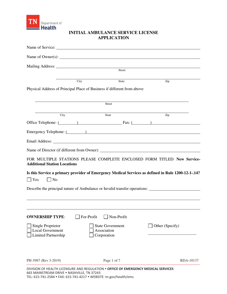 Form PH-3987 - Fill Out, Sign Online and Download Fillable PDF ...