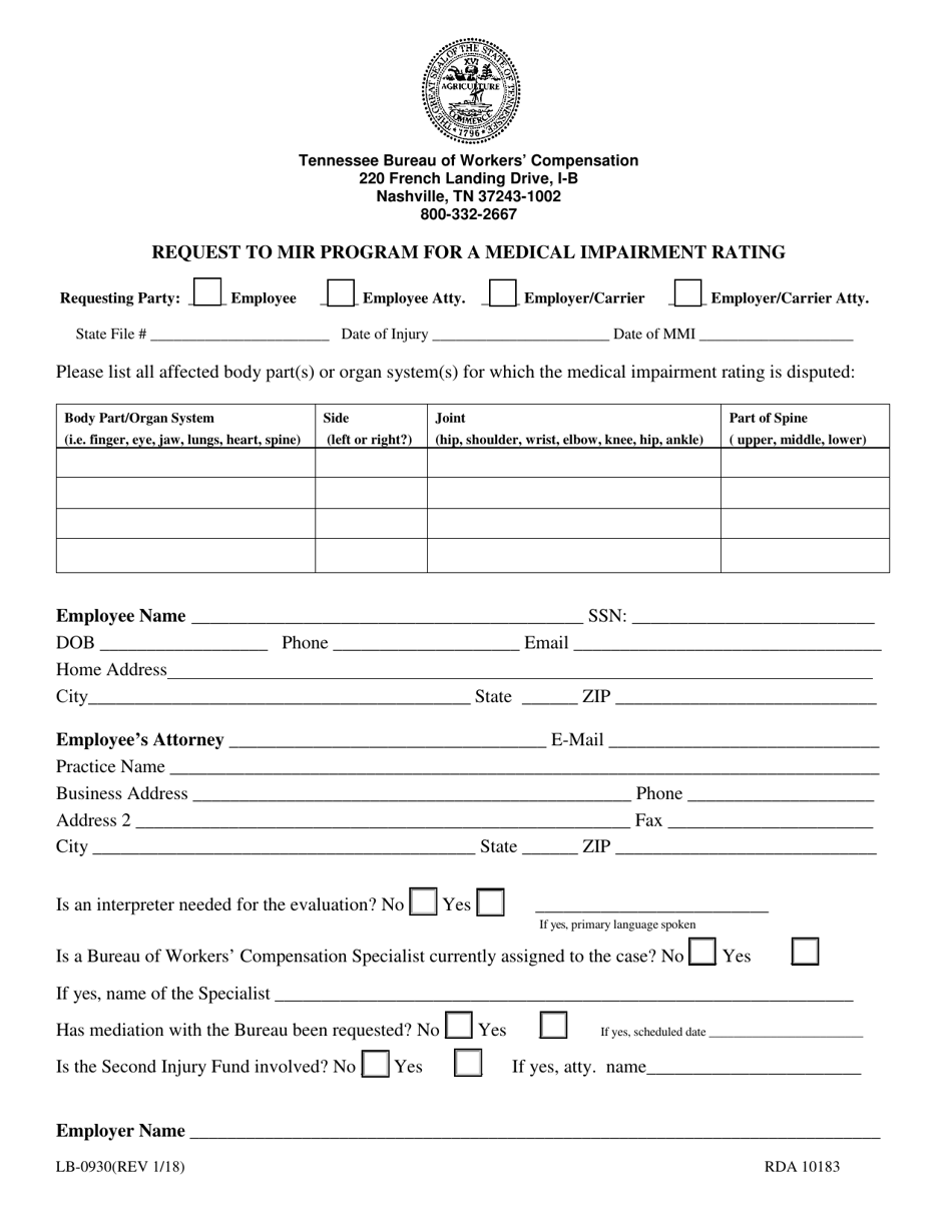 Form LB-0930 - Fill Out, Sign Online and Download Fillable PDF ...