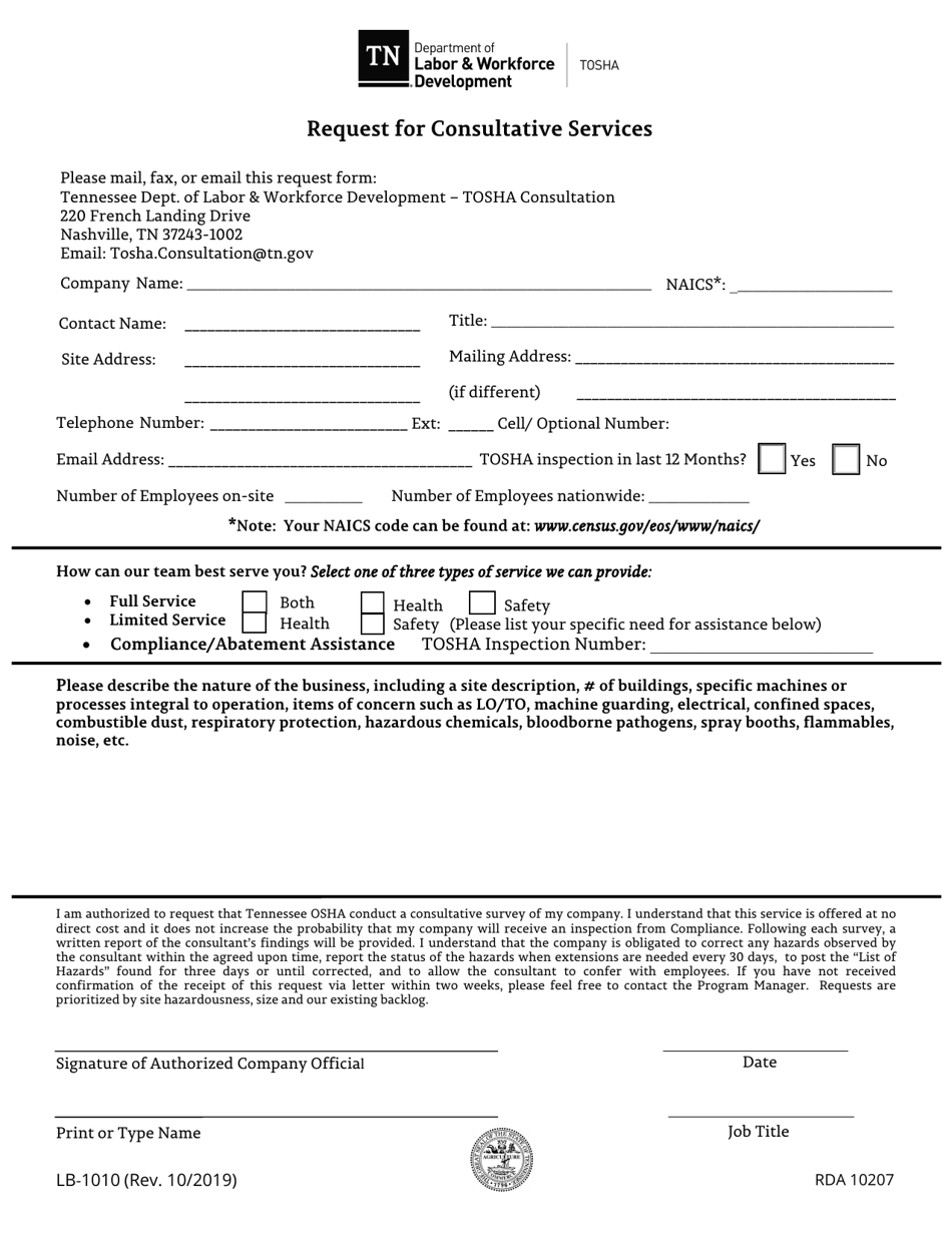 Form LB-1010 - Fill Out, Sign Online and Download Fillable PDF ...