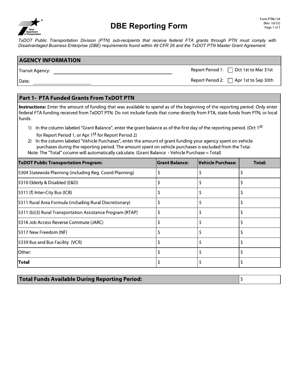 Form PTN-134 - Fill Out, Sign Online and Download Fillable PDF, Texas ...