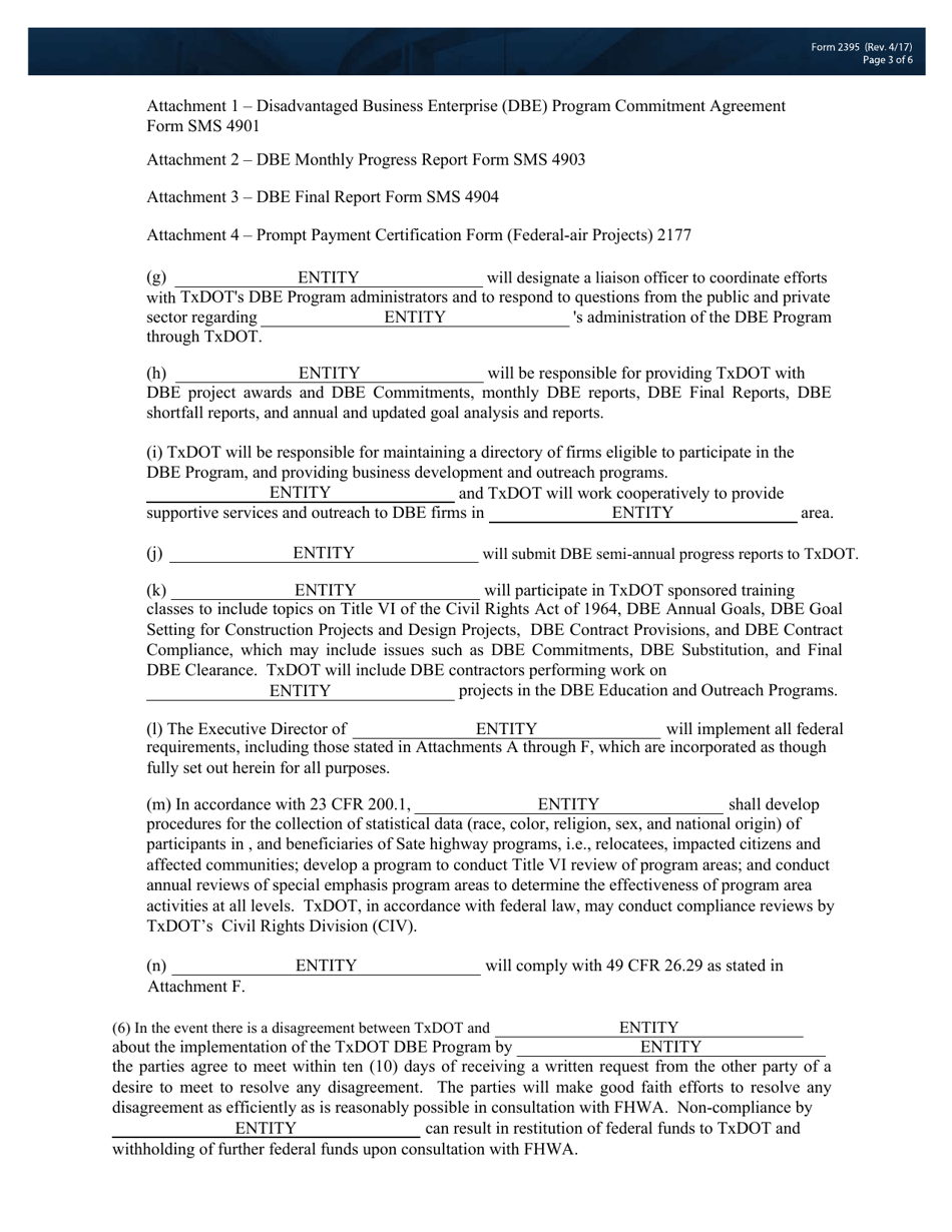 Form 2395 - Fill Out, Sign Online and Download Fillable PDF, Texas | Templateroller
