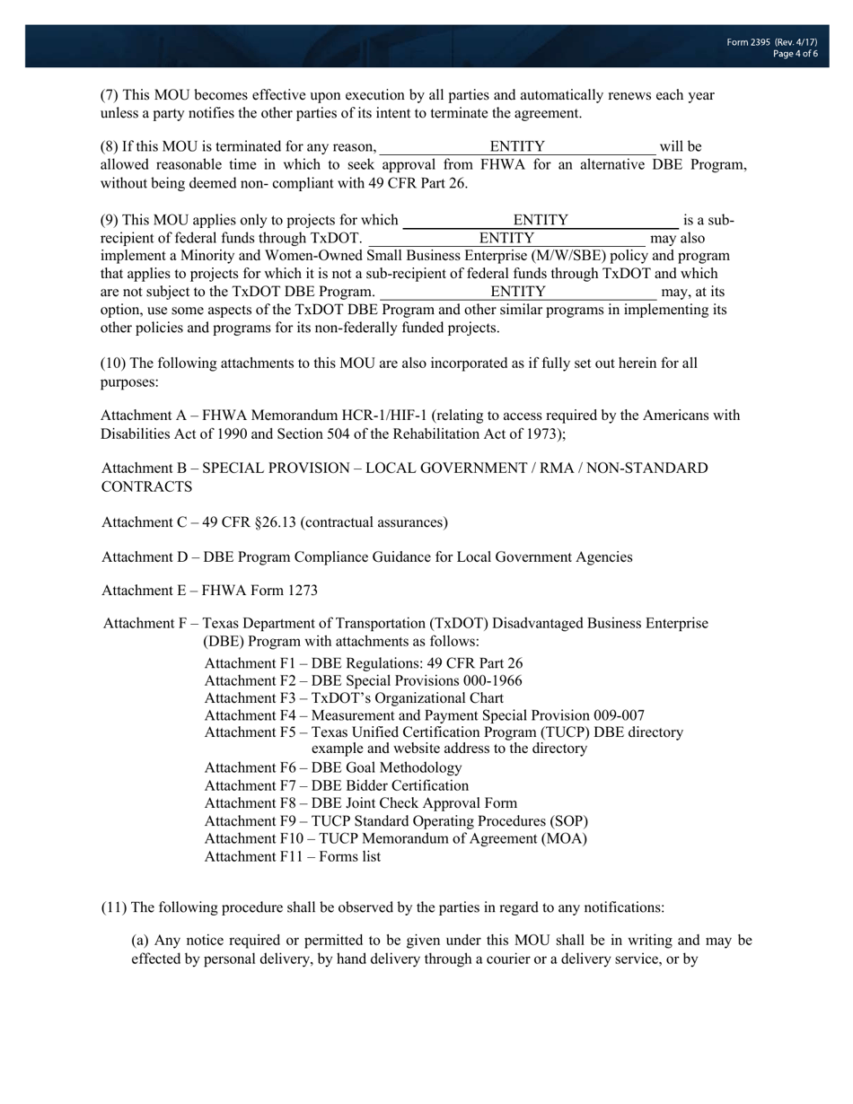 Form 2395 - Fill Out, Sign Online and Download Fillable PDF, Texas | Templateroller