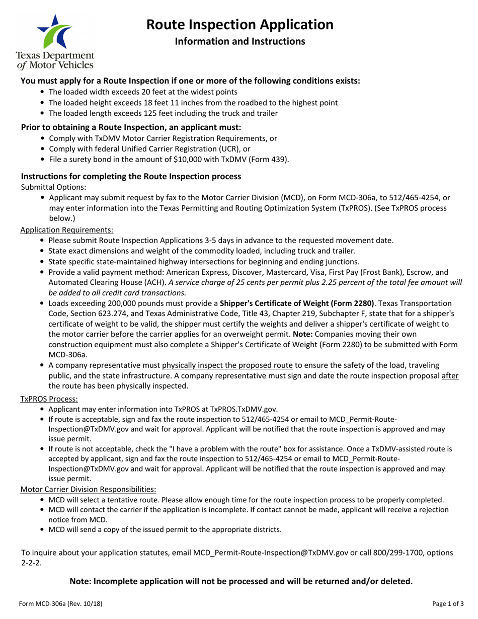 Form MCD-306A - Fill Out, Sign Online and Download Fillable PDF, Texas ...