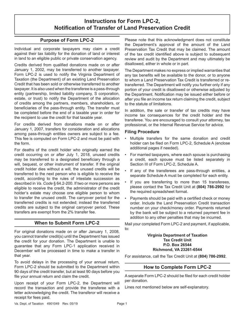 Download Instructions for Form LPC-2 Notification of Transfer of Land ...