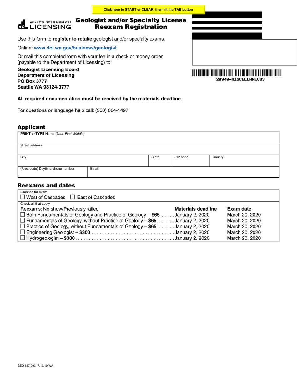 Form GEO-637-003 - Fill Out, Sign Online and Download Fillable PDF ...