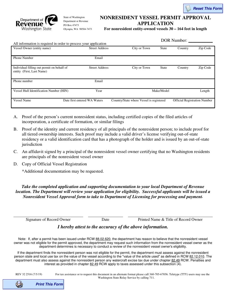Form REV32 2516 - Fill Out, Sign Online and Download Fillable PDF ...