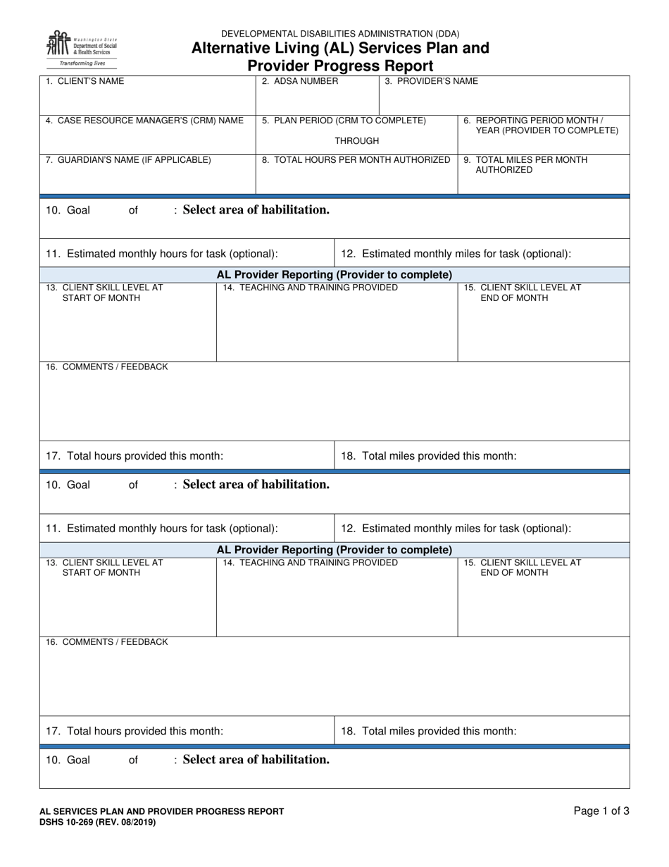 DSHS Form 10-269 - Fill Out, Sign Online and Download Printable PDF ...