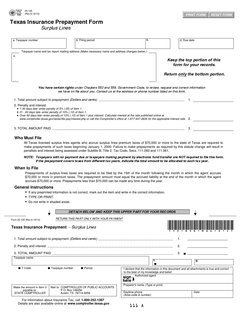 Form 25-105 - Fill Out, Sign Online and Download Fillable PDF, Texas ...