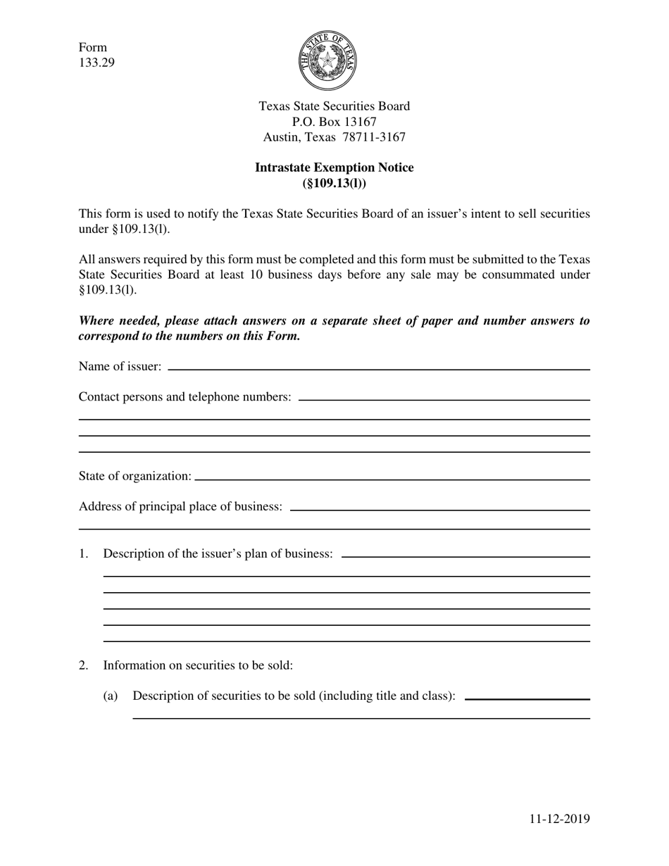 Form 133.29 - Fill Out, Sign Online and Download Printable PDF, Texas ...